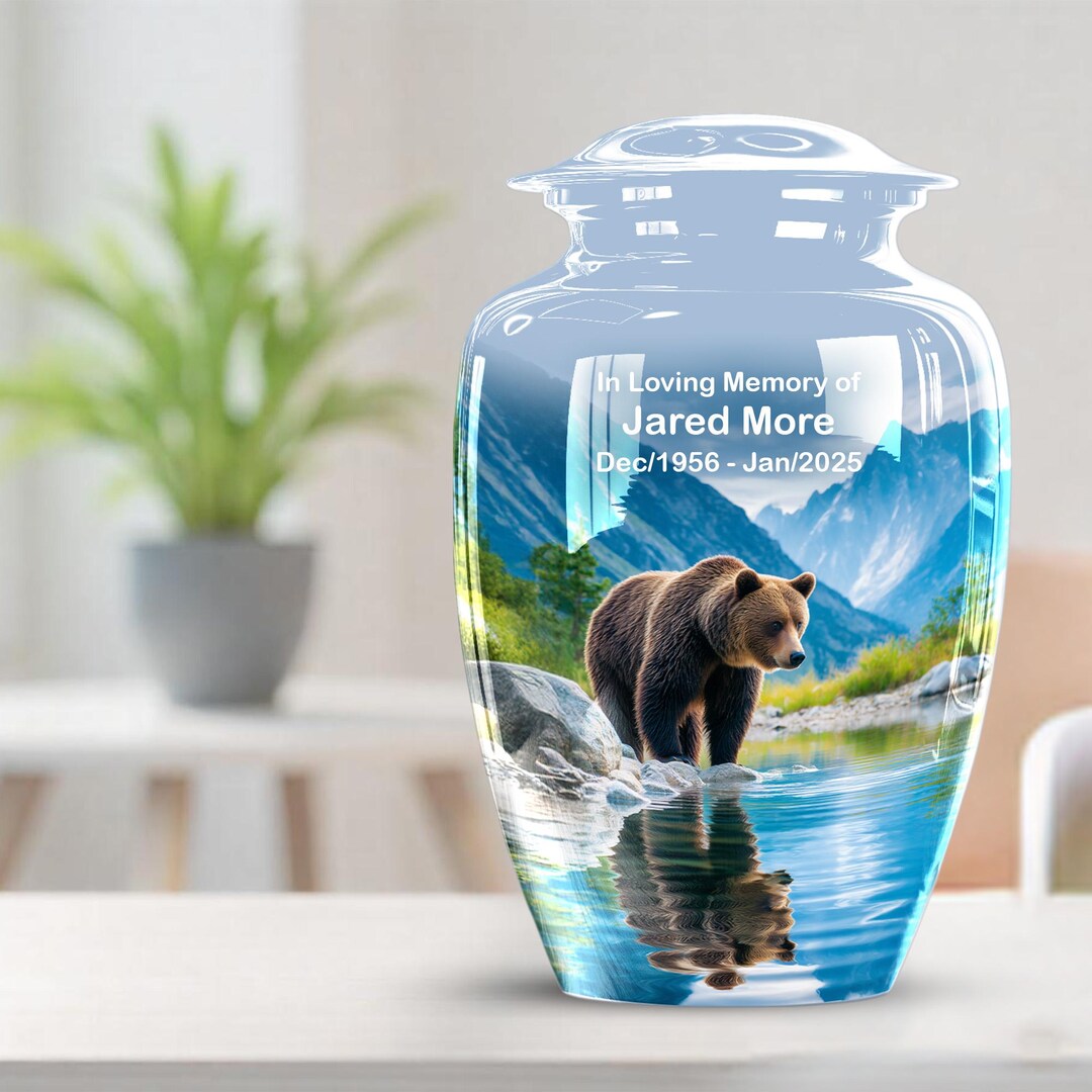 Bear Cremation Urn – Northern Lights Memorial for Ashes – Wildlife ...