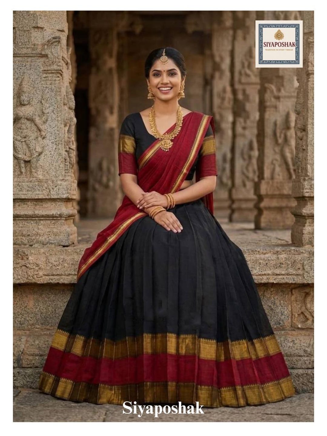 Kanchi Cotton Zari Weaving Half Saree, South Indian Langa Voni With ...