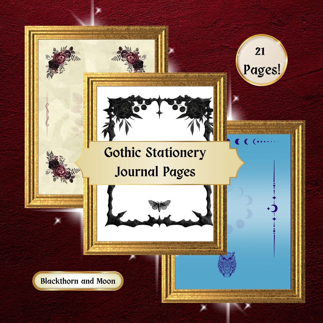 Goth Journal Pages, Stationery: Printable Lined Stationery (digital ...