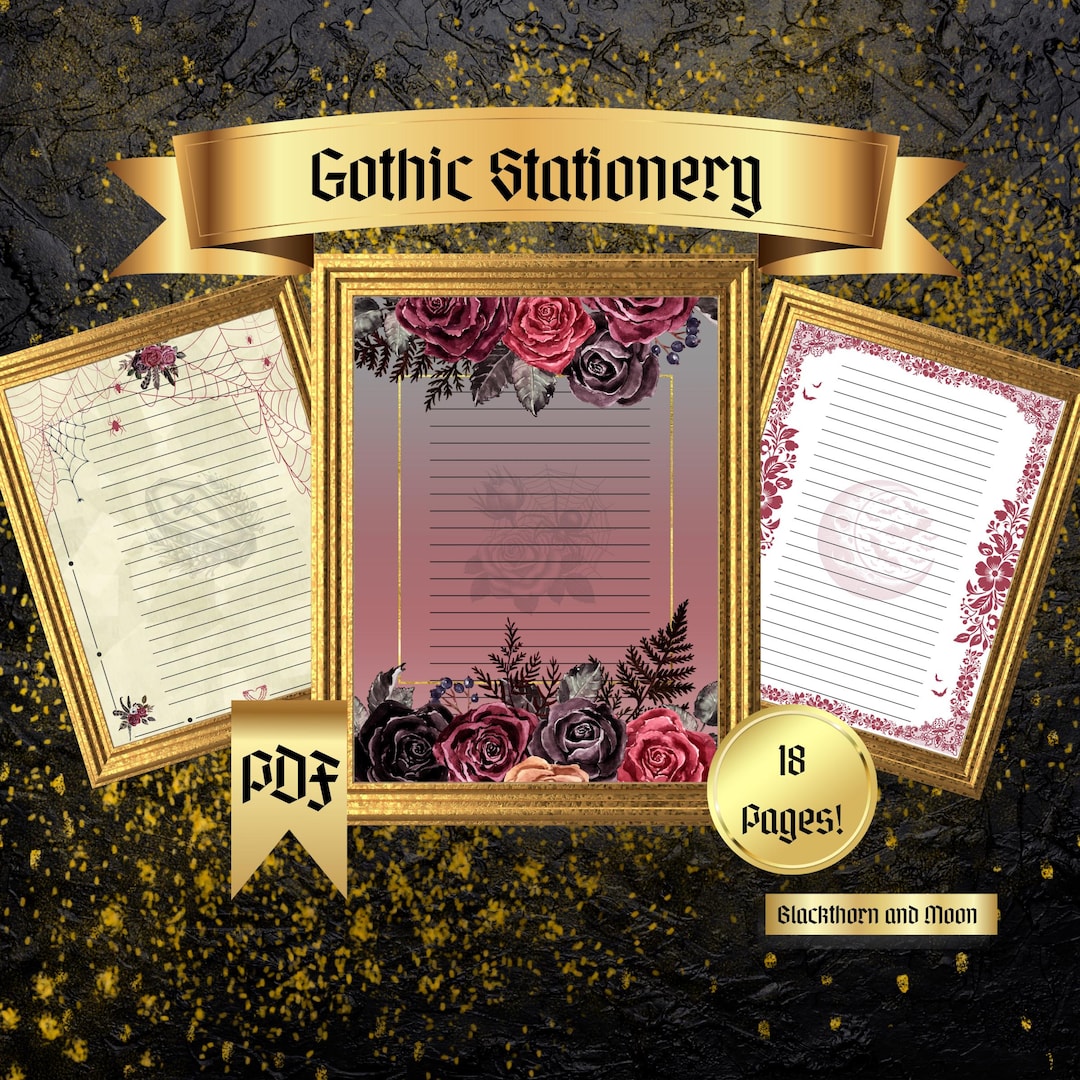 Goth Journal Pages, Stationery: Printable Lined Stationery (digital ...
