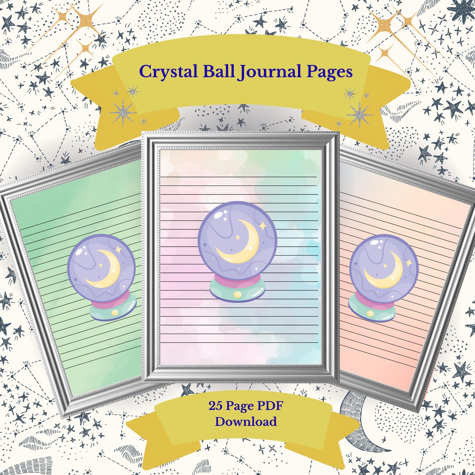 Wiccan Journal Pages: Crystal Ball Book of Shadows (PDF Download) - Etsy