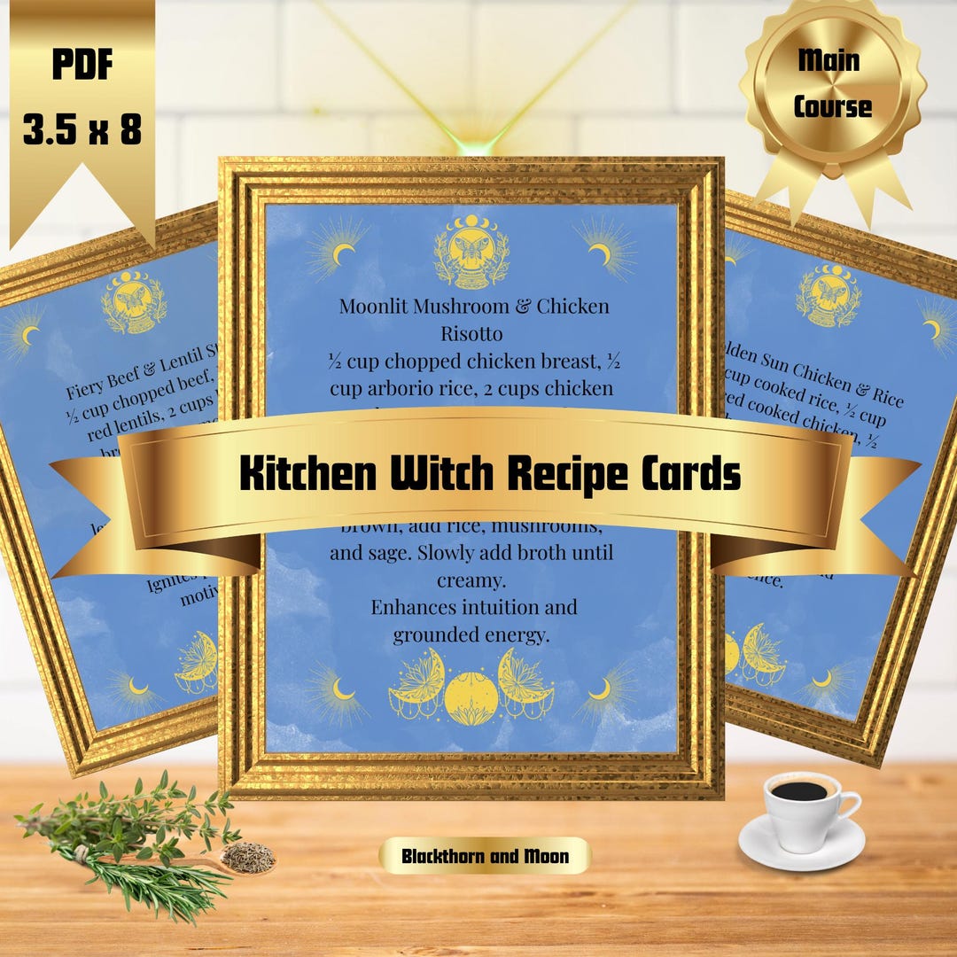Kitchen Witch Recipe Cards | Printable Spell Deck, Main Dish (digital ...