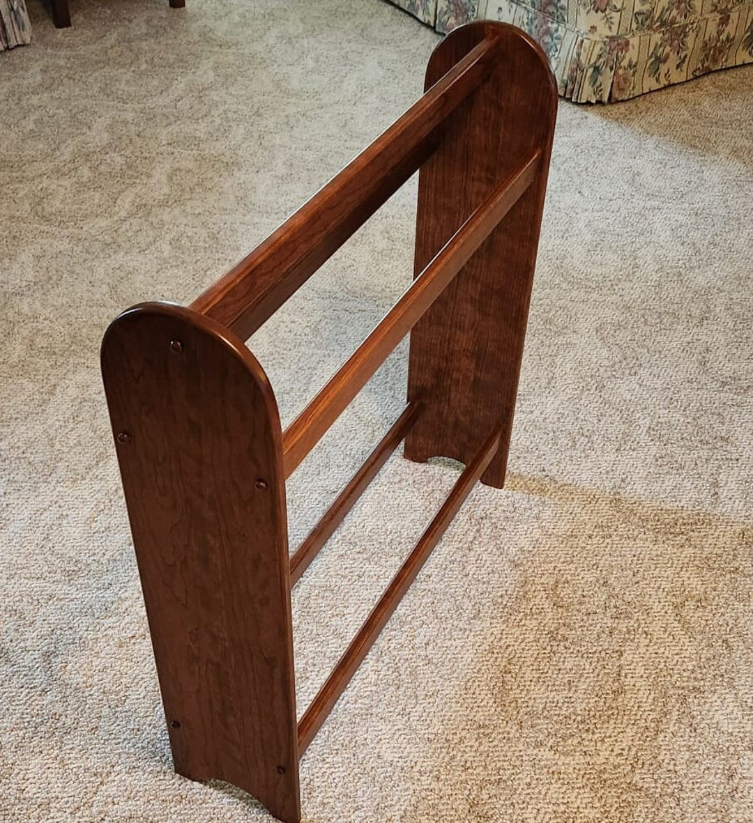 Hand Crafted NEW Solid Cherry Wood Mission Style Quilt Rack Stand ...
