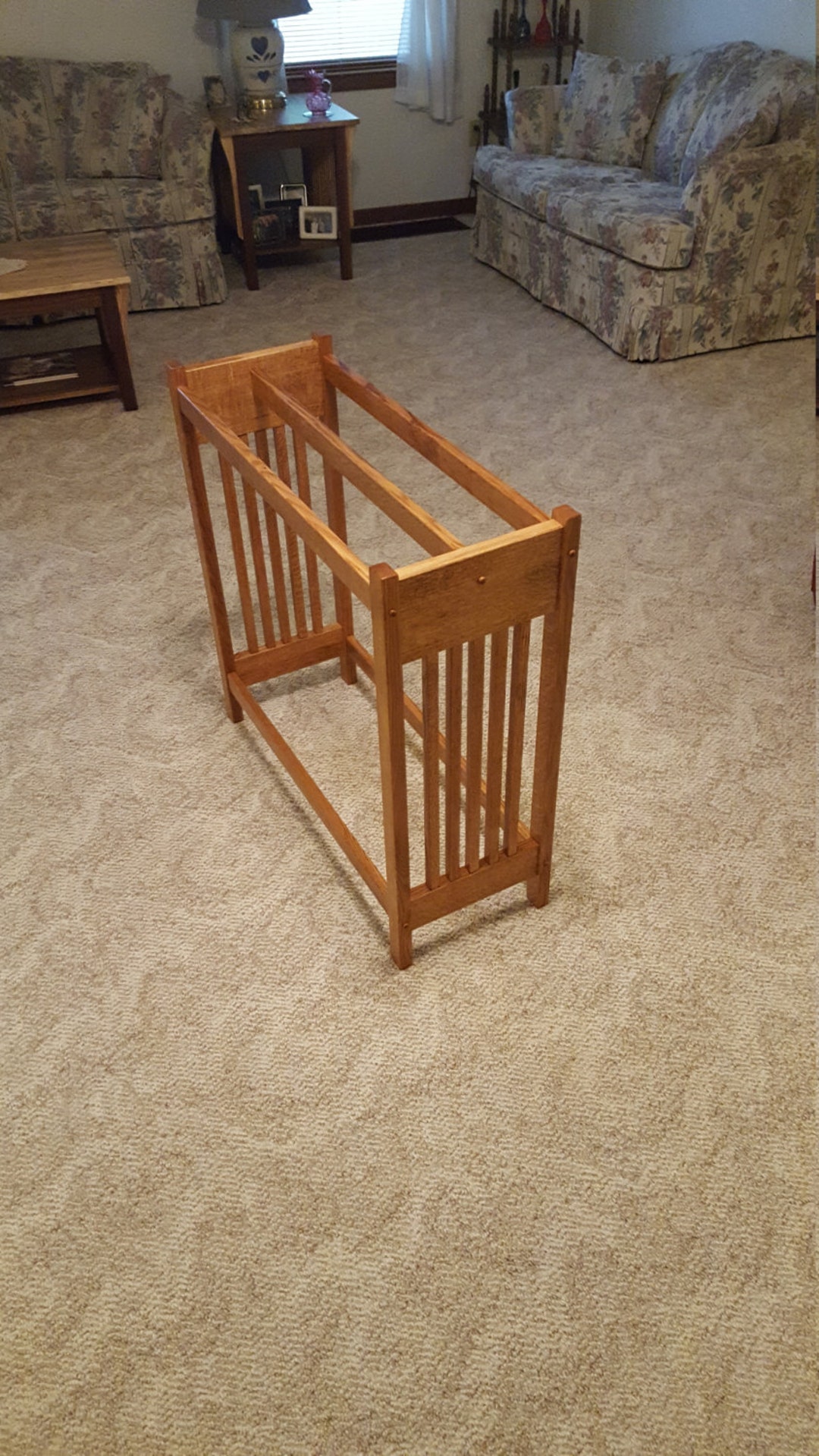 Hand Crafted Custom Made NEW Solid Red Oak Wood Mission Style Quilt ...