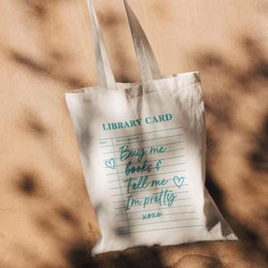 Book Tote Bag, Library Card Tote Bag, Book Bag, Book Lover Gift ...