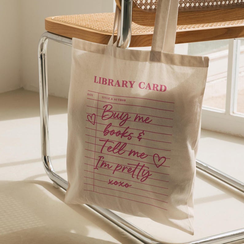 Book Tote Bag, Library Card Tote Bag, Book Bag, Book Lover Gift ...