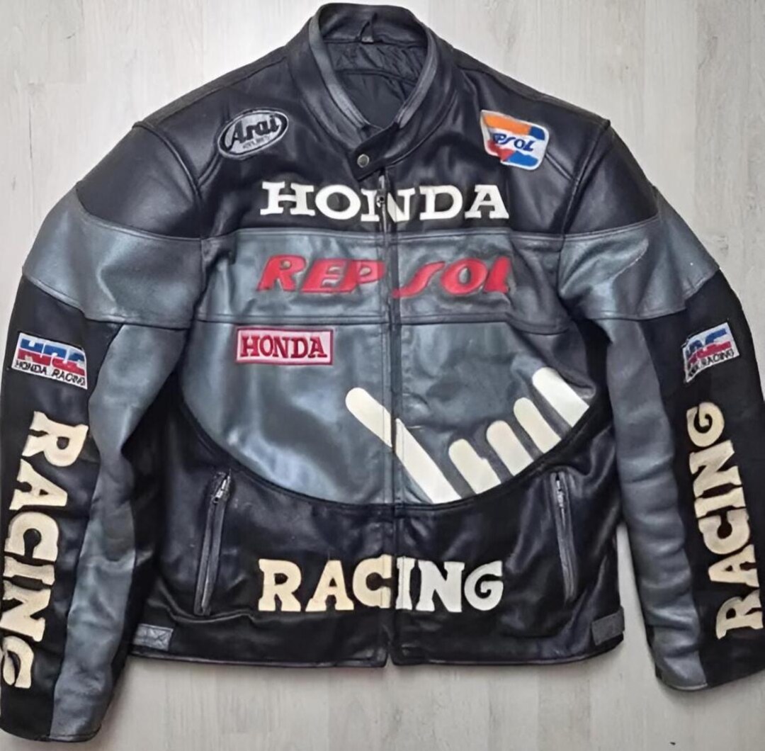Vintage 90s Honda Repsol Racing Leather Jacket: Motogp Biker Gear - Etsy