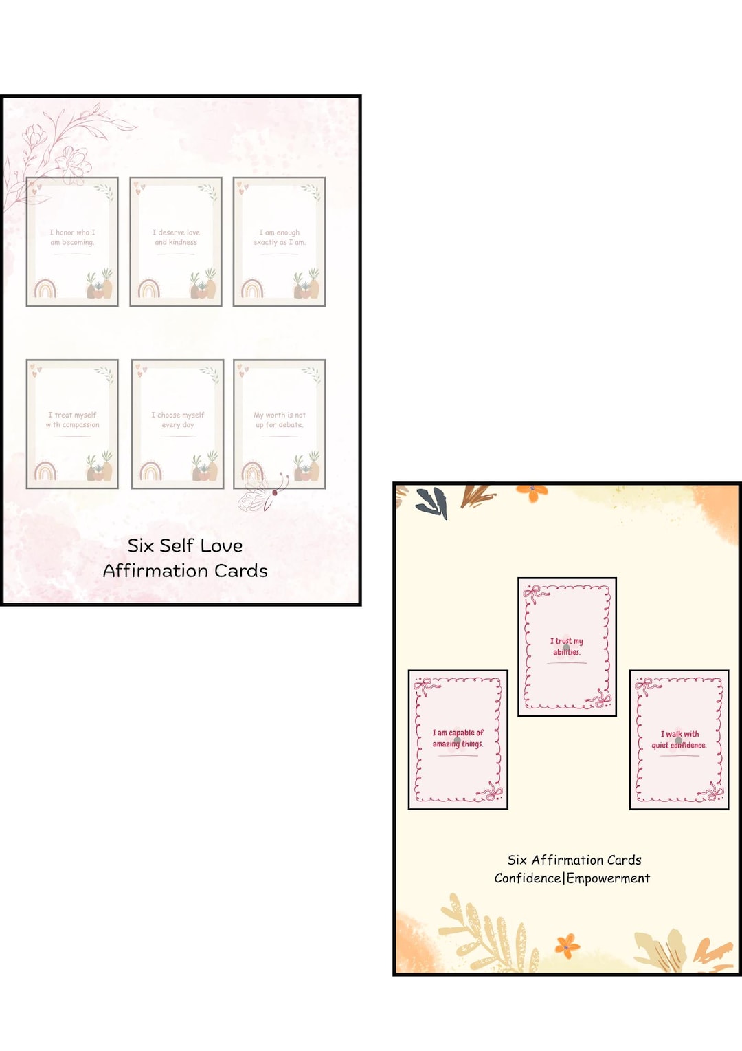 12 Self Love & Confidence Affirmation Cards - Etsy