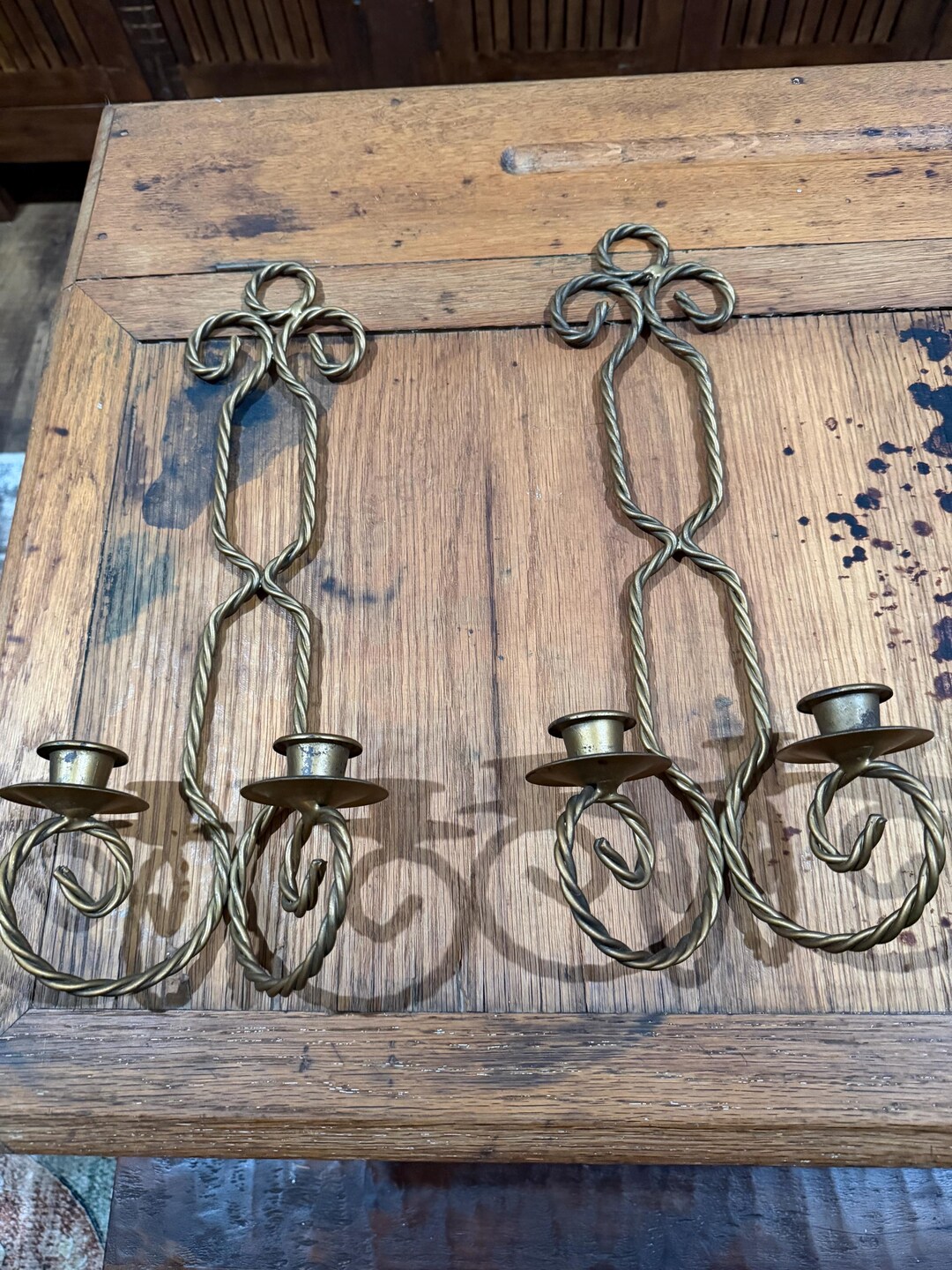 Vintage Gold Twisted Wire Sconces - Etsy