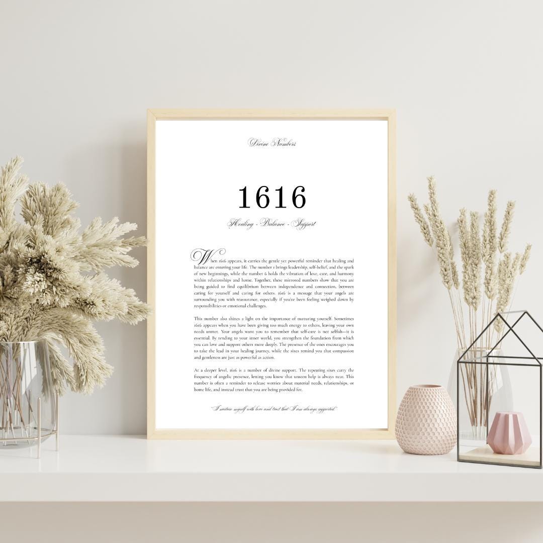 1616 Angel Number Print: Spiritual Wall Art (digital Download) - Etsy