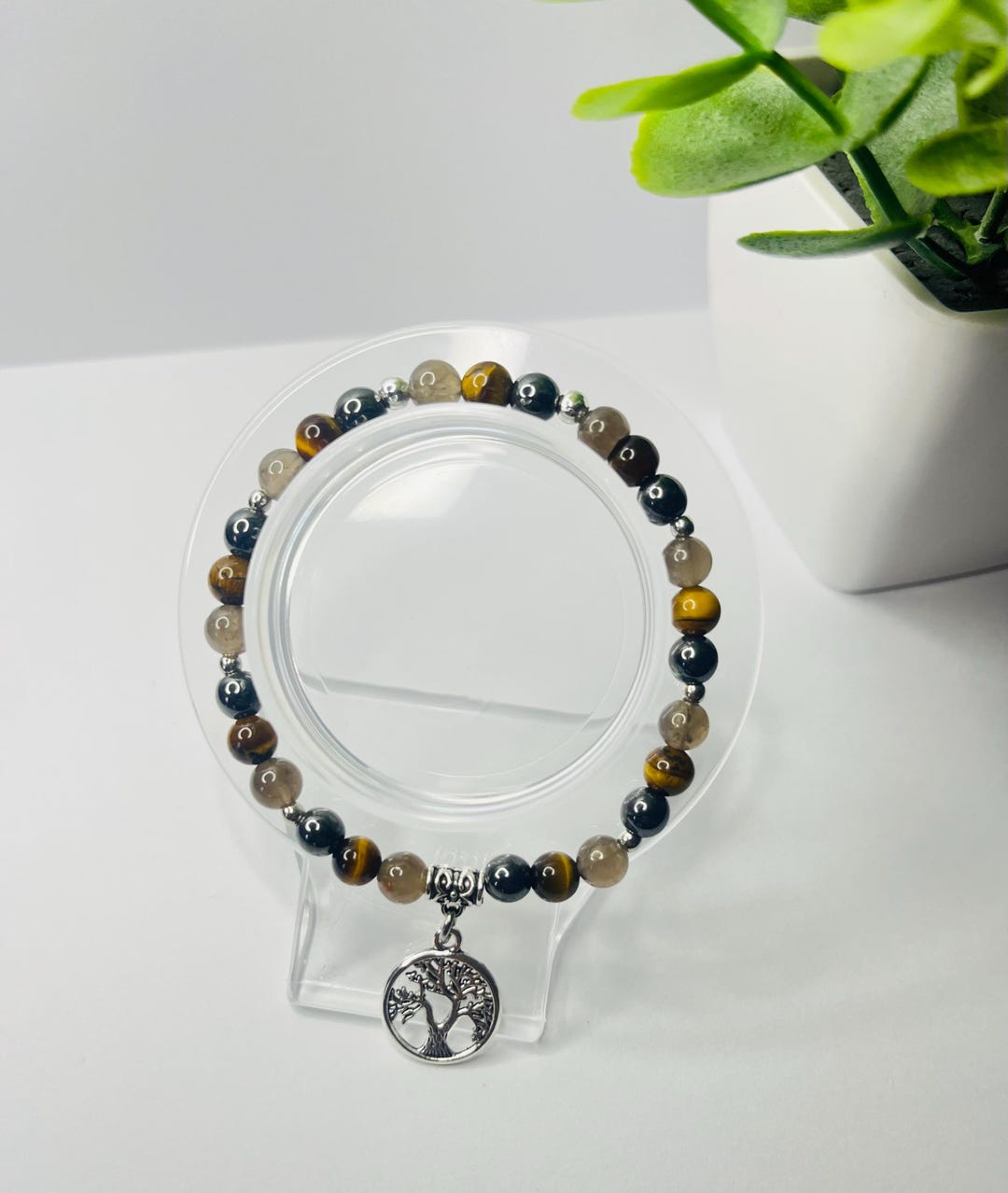 Crystal Bracelet – Angel of Grounding | Hematite, Tiger’s Eye & Smoky ...