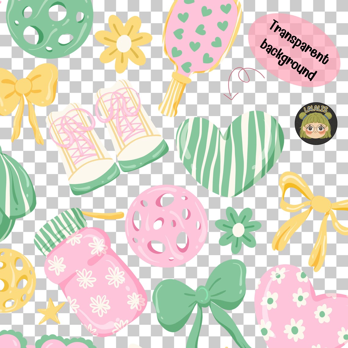 Pastel Pickleball Clipart Set: Feminine Sports PNG (38 Files ...