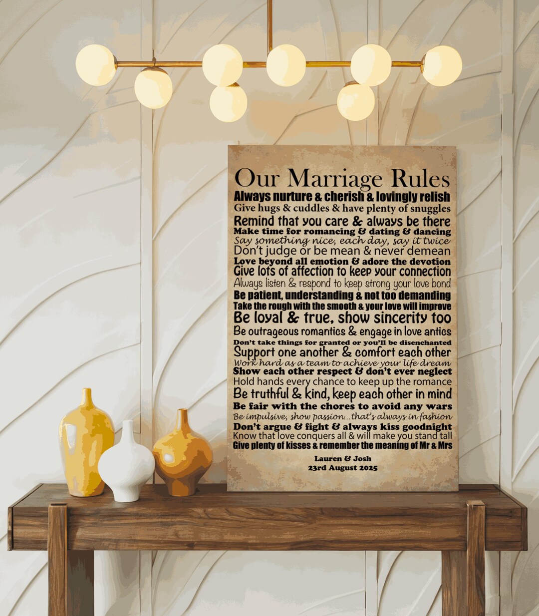 Personalised Our Marriage Rules Poem on Canvas - Etsy UK