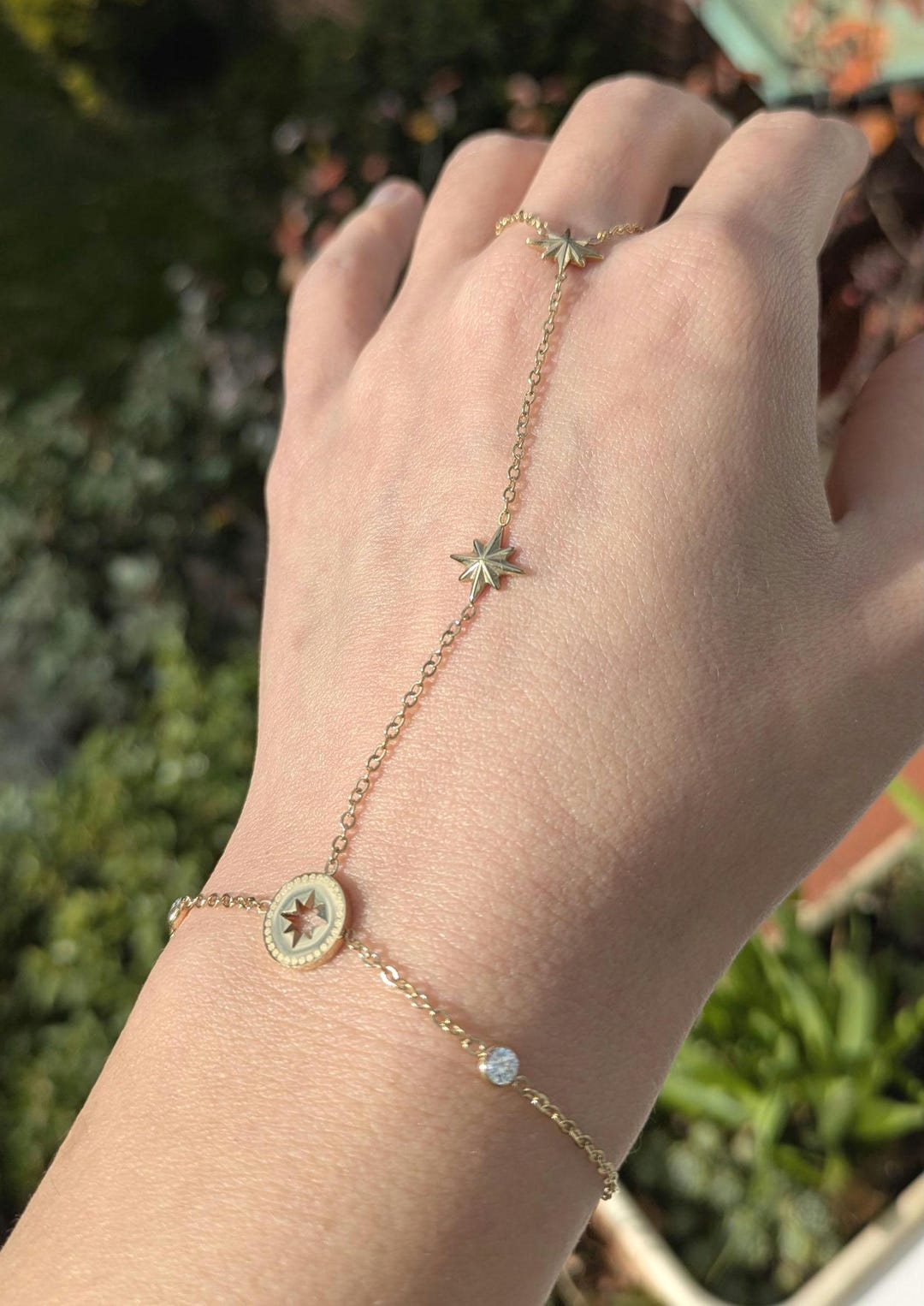 Stainless Steel Minimalist North Star Hand Chain, Gold or Silver Tone ...