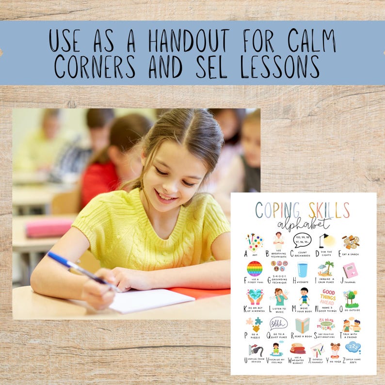 Coping Skills Alphabet Poster | Printable PDF & Digital PNG | Calming ...