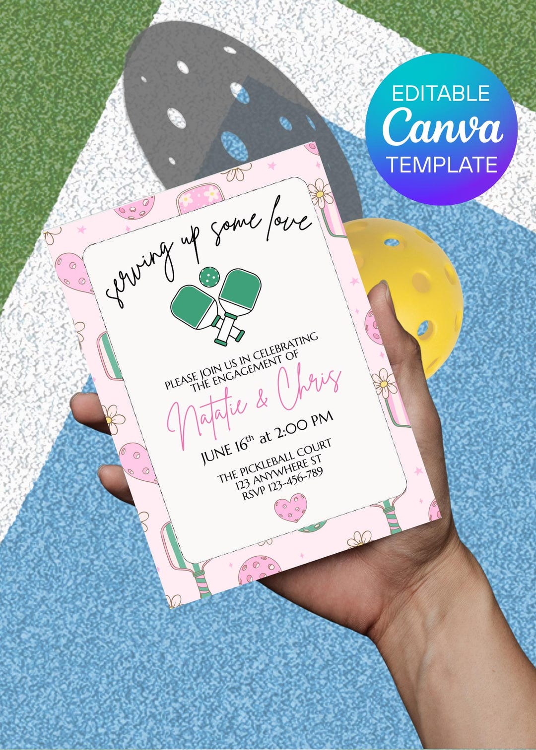 Pickleball Engagement Party Invitation | Couples Shower Printable ...