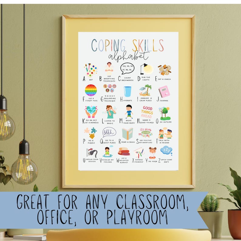 Coping Skills Alphabet Poster | Printable PDF & Digital PNG | Calming ...