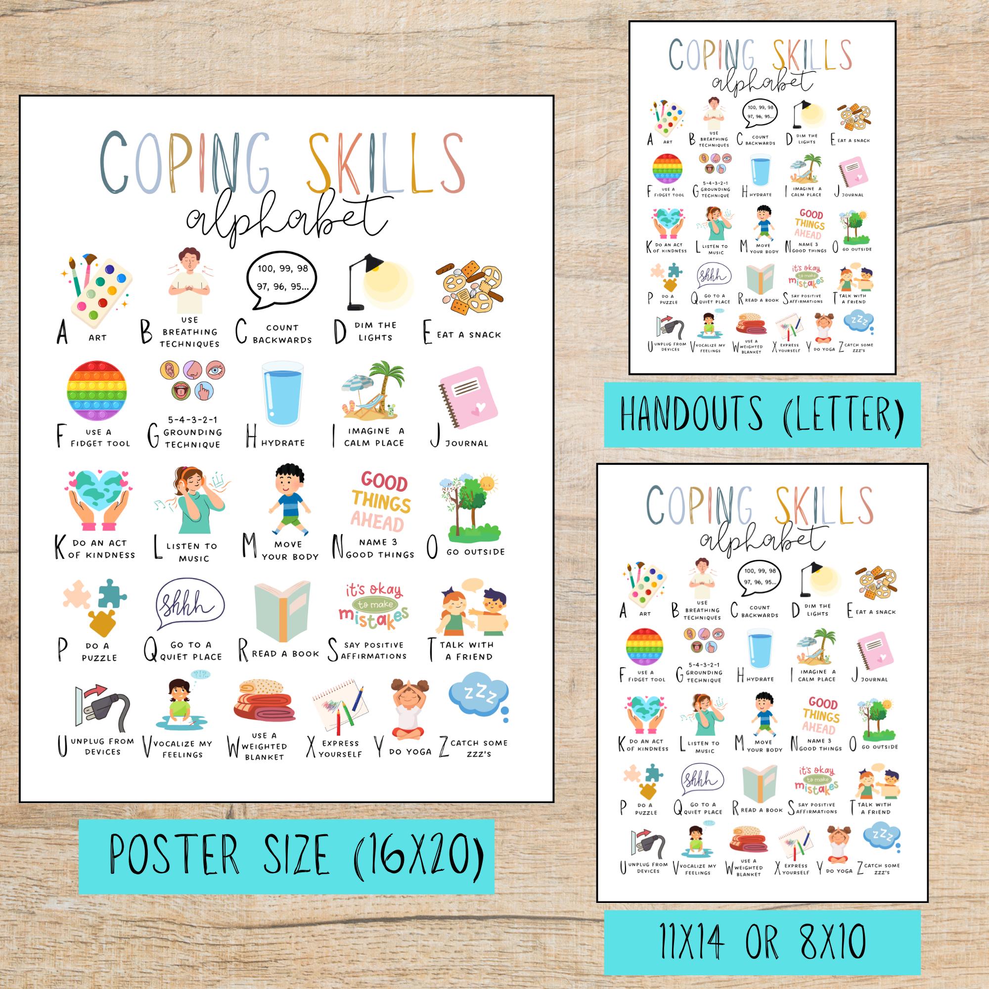 Coping Skills Alphabet Poster | Printable PDF & Digital PNG | Calming ...