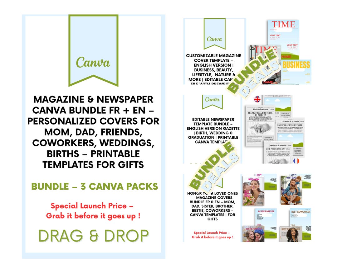 Canva Magazine & Journal Bundle – Personalized Covers for Mom, Dad ...