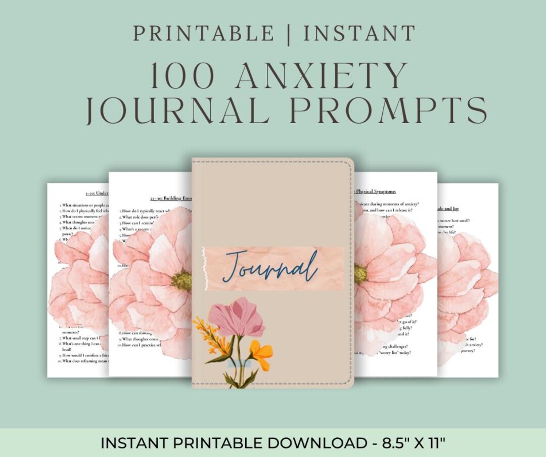 Printable Anxiety Journal Prompts, 100 Daily Self-help Questions ...