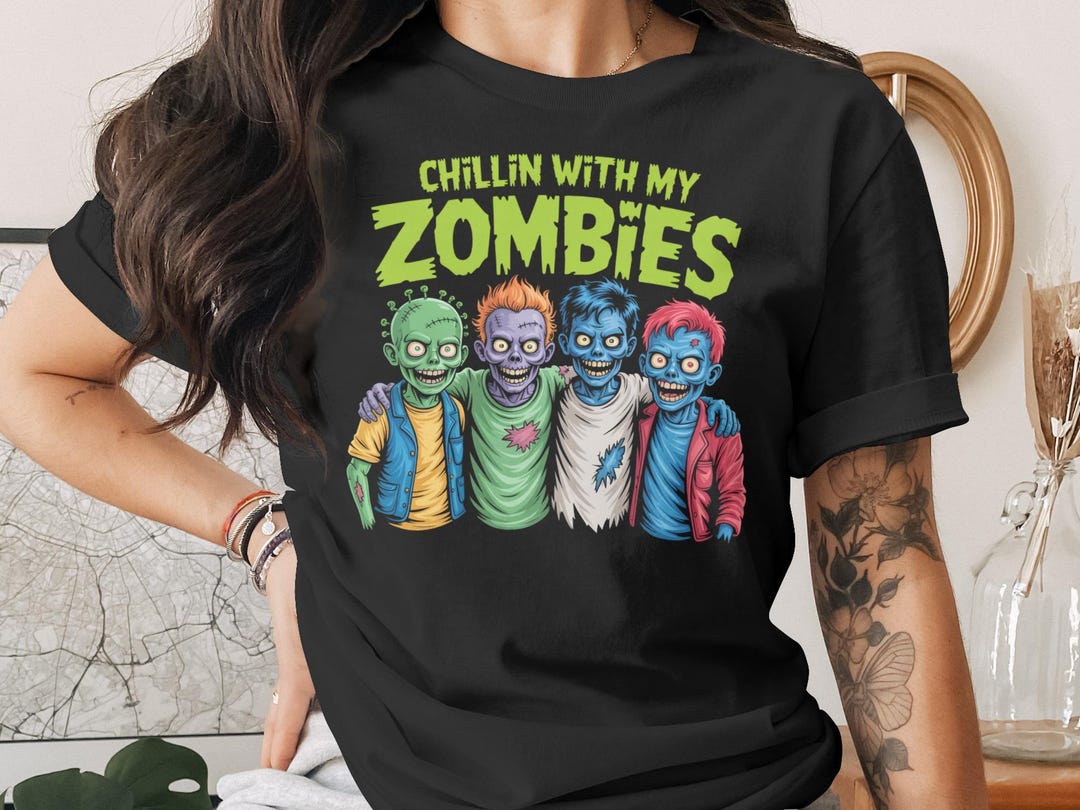 Funny Zombie Friends T-shirt: Colorful Halloween Graphic Tee - Etsy