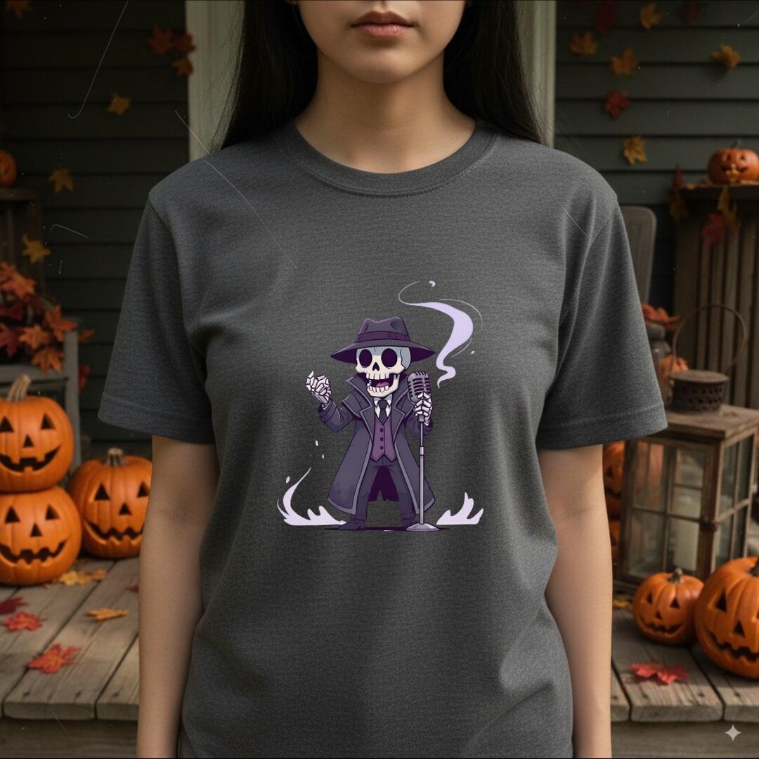Funny Skeleton Pop Singer Tshirt, Happy Halloween Skull Singer Shirt ...