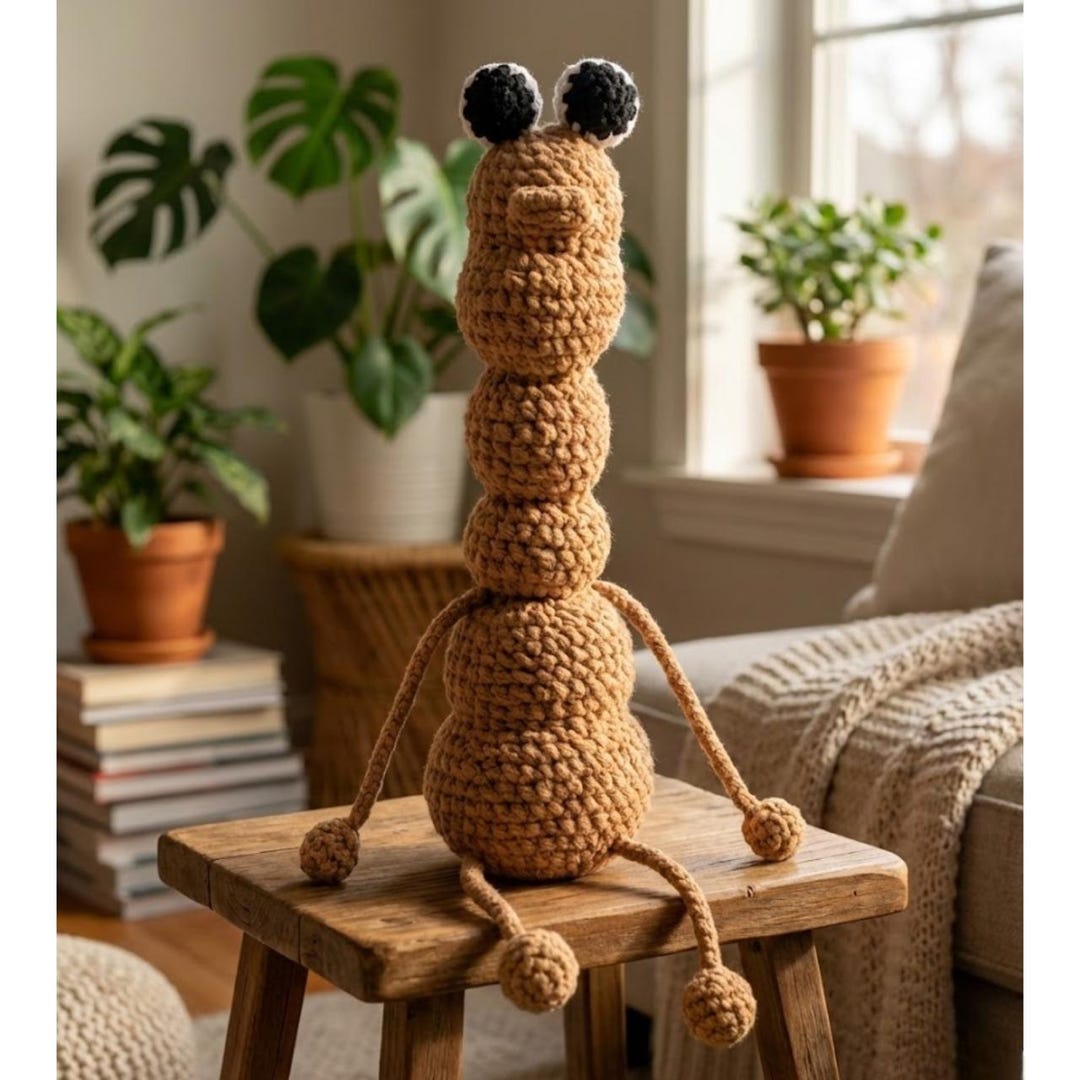 Handmade Marcus the Worm Plush, Posable Crochet Amigurumi Toy, Cute ...