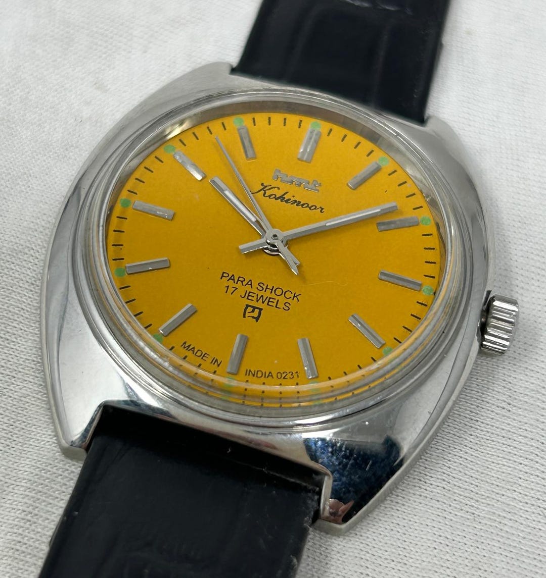 Hmt Kohinoor Hand Winding Dial Yellow Men,s Wrist Watch. - Etsy