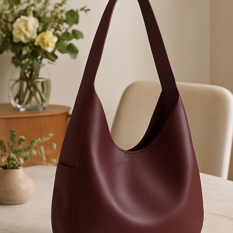 Leather Burgundy Hobo Tote - Etsy