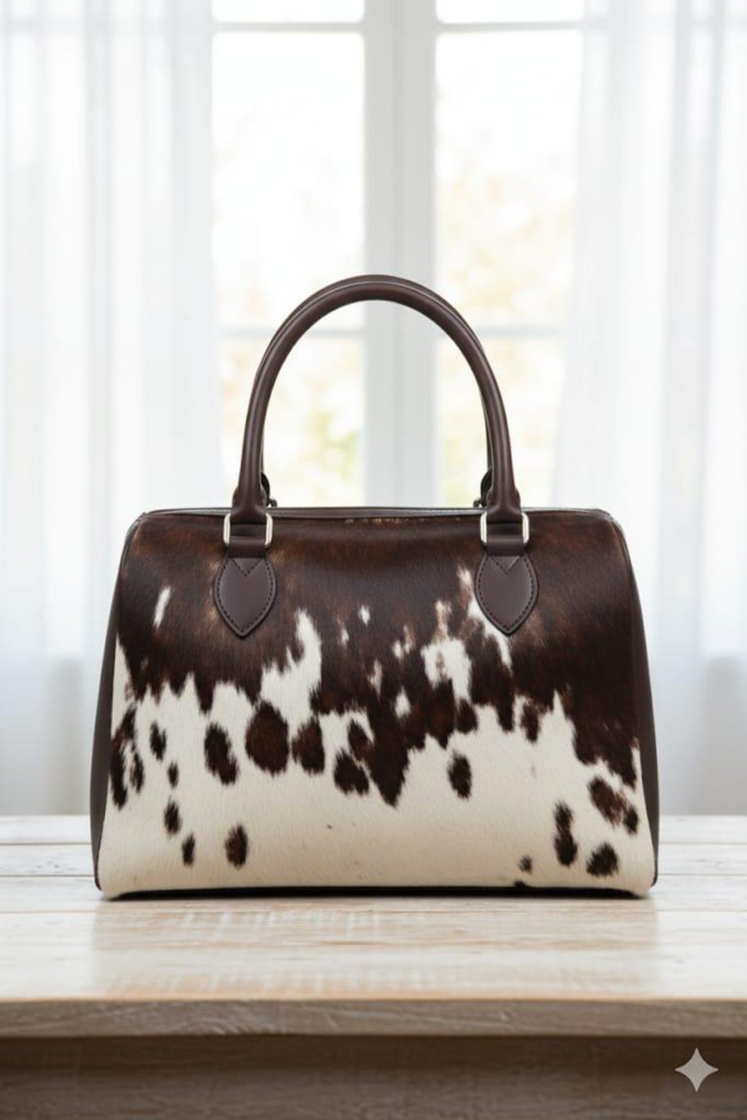 Handmade Cowhide Hair-on Tote Bag | Cow Print Leather Handcrafted Hide ...