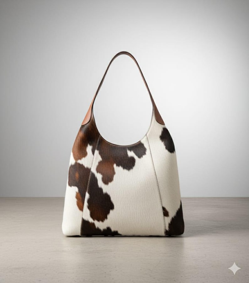 Cowhide Hair-on-hide Hobo Bag: Boho Western Cow Print - Etsy UK
