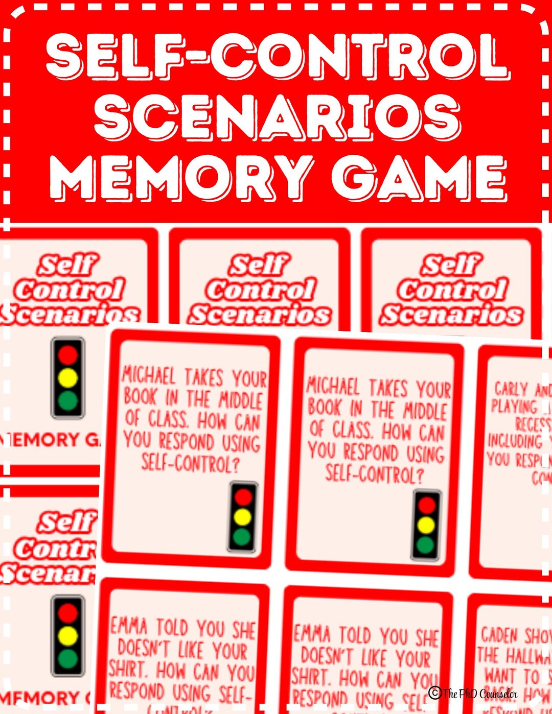 Self-control Scenarios Memory Game, Self-regulation - Etsy