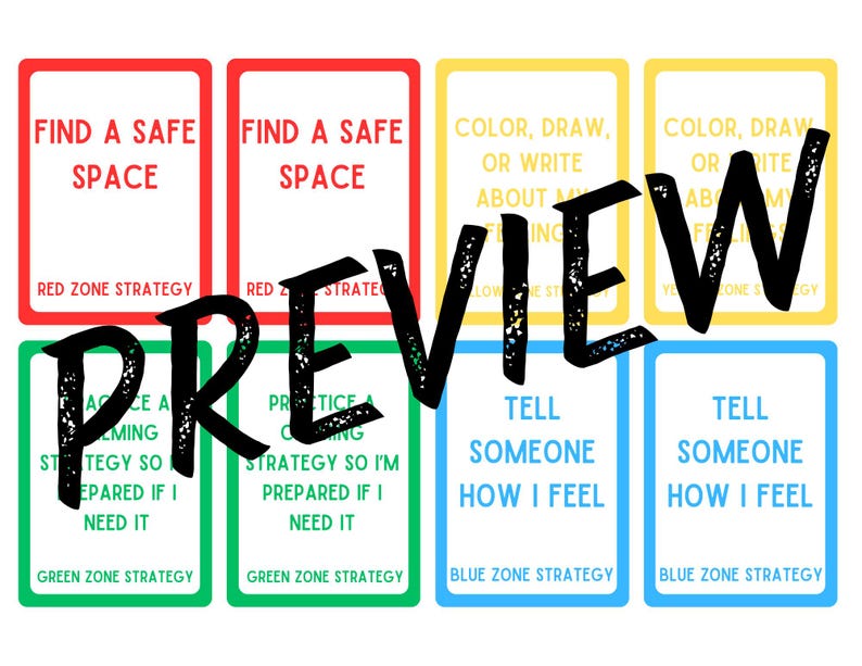Zones of Regulation Memory Game- Strategies Edition, Coping Skills - Etsy