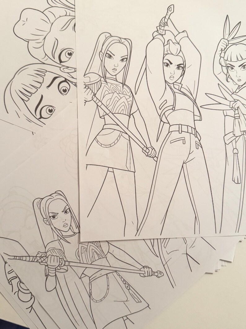 KPOP Demon Hunters Coloring Pages Bundle, 66 Printable Anime Style Kpop ...