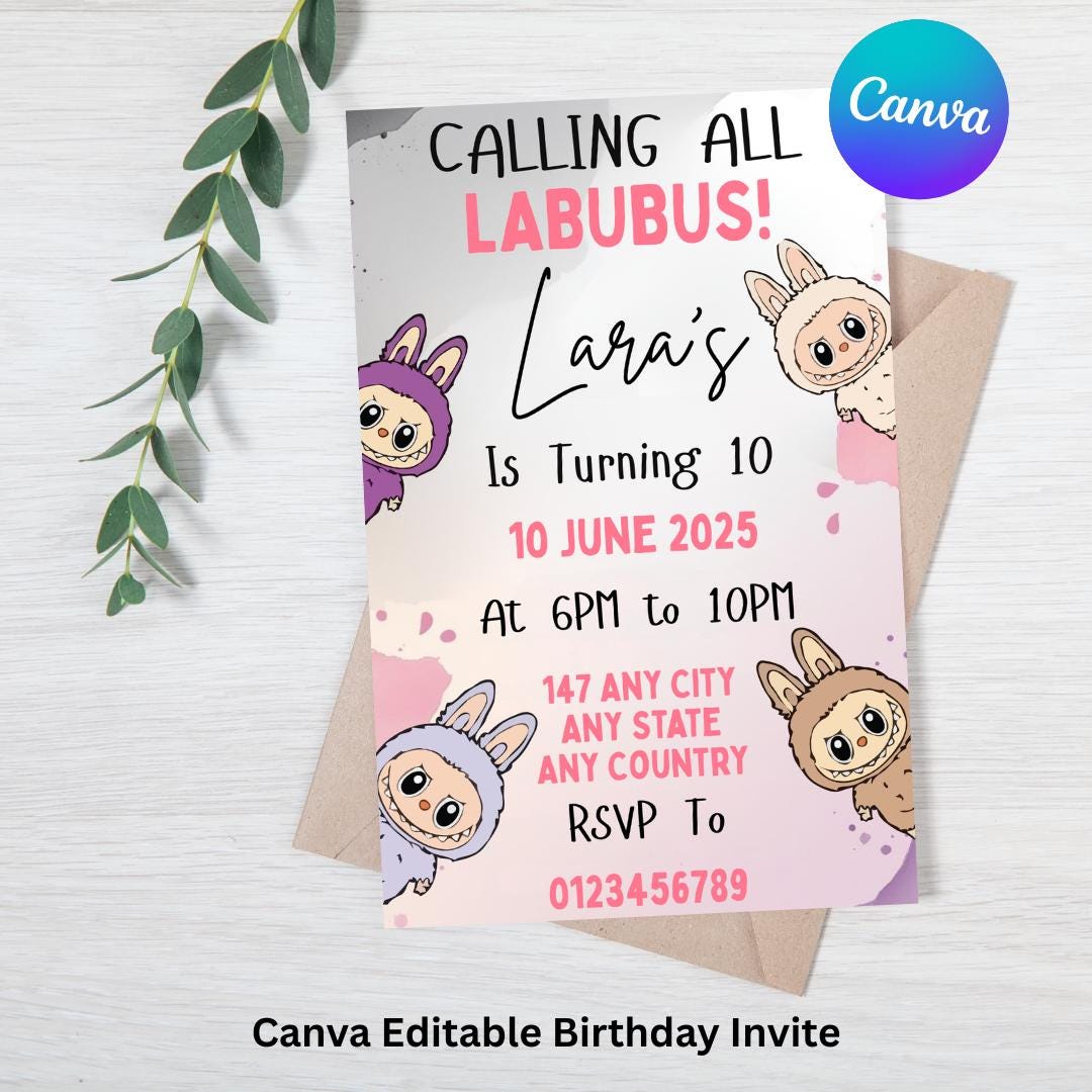 Labubu Birthday Party Invitation, Labubu Birthday Party, Invitation ...