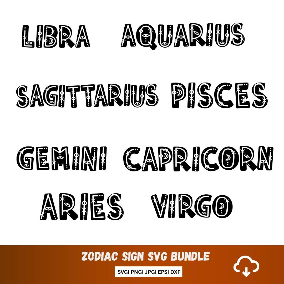 Zodiac Sign SVG Bundle, Star Sign SVG Files, Astrology Zodiac Cut Files ...