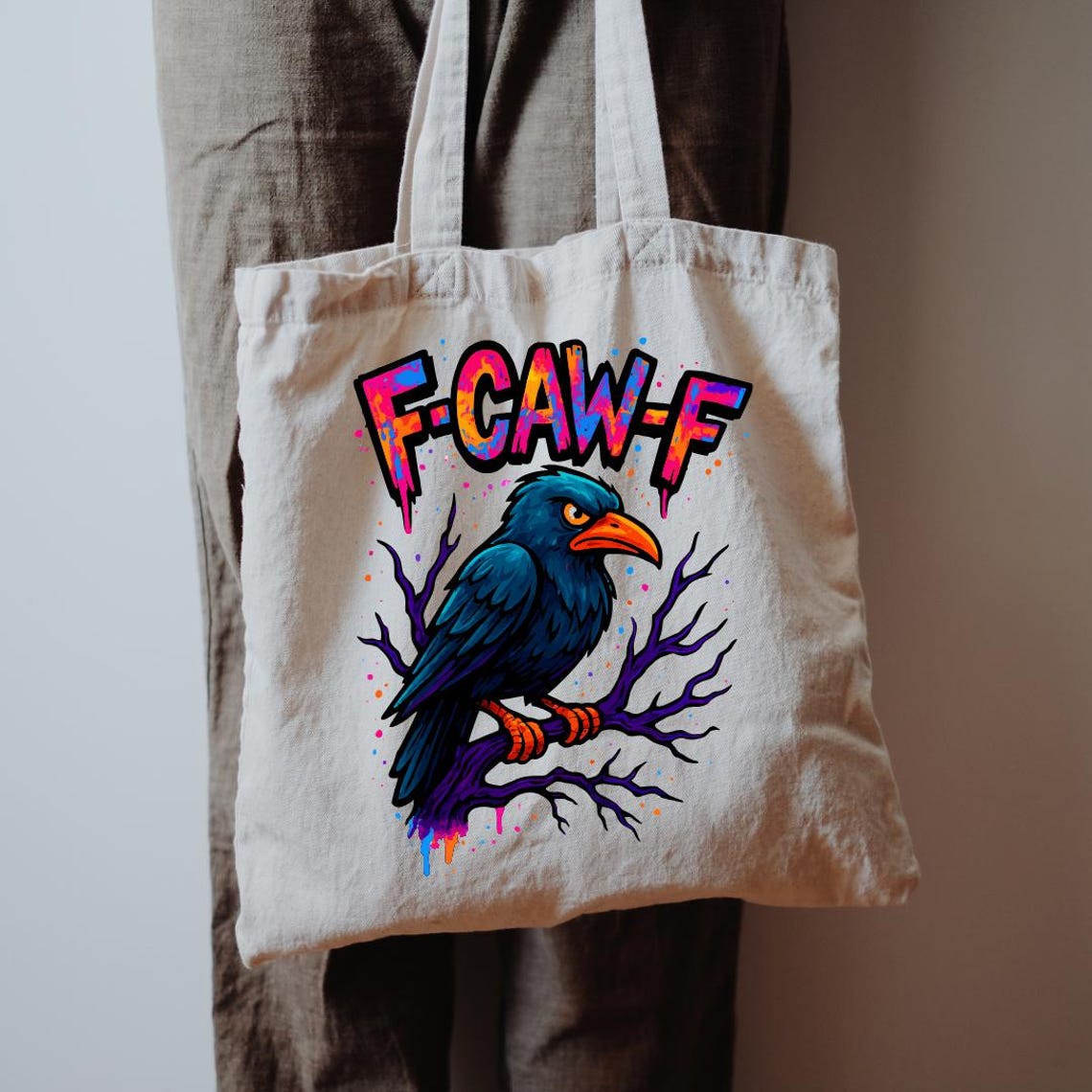 F-caw-f SVG, F-caw-f PNG, Fcawf DTF Print, Funny Gothic Raven Design ...
