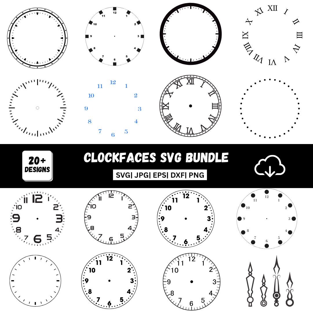 Clock Face Svg Bundle, Clock Face Clipart, Clock Face Svg for Cricut ...
