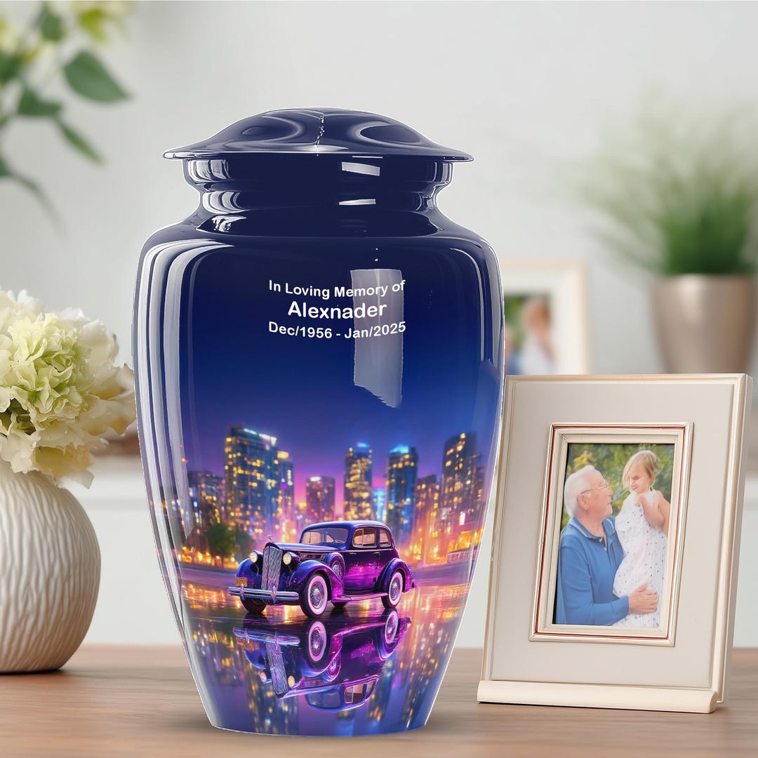 Vintage Car Cremation Urn, Classic Memorial Urn for Ashes, Car Urn for ...