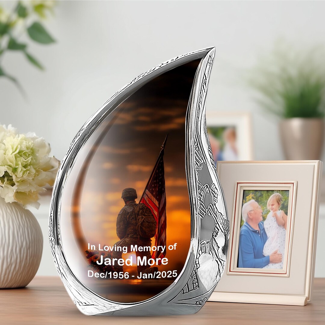 Military Cremation Urn for Human Ashes - Veteran Memorial Urn ...