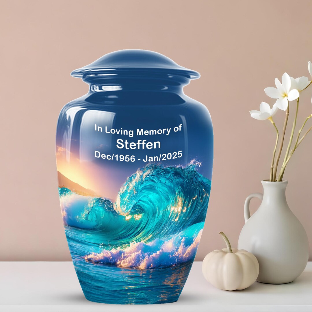 Custom Ocean Wave Urn for Cremation, Urn for Human Ashes, Miniature ...