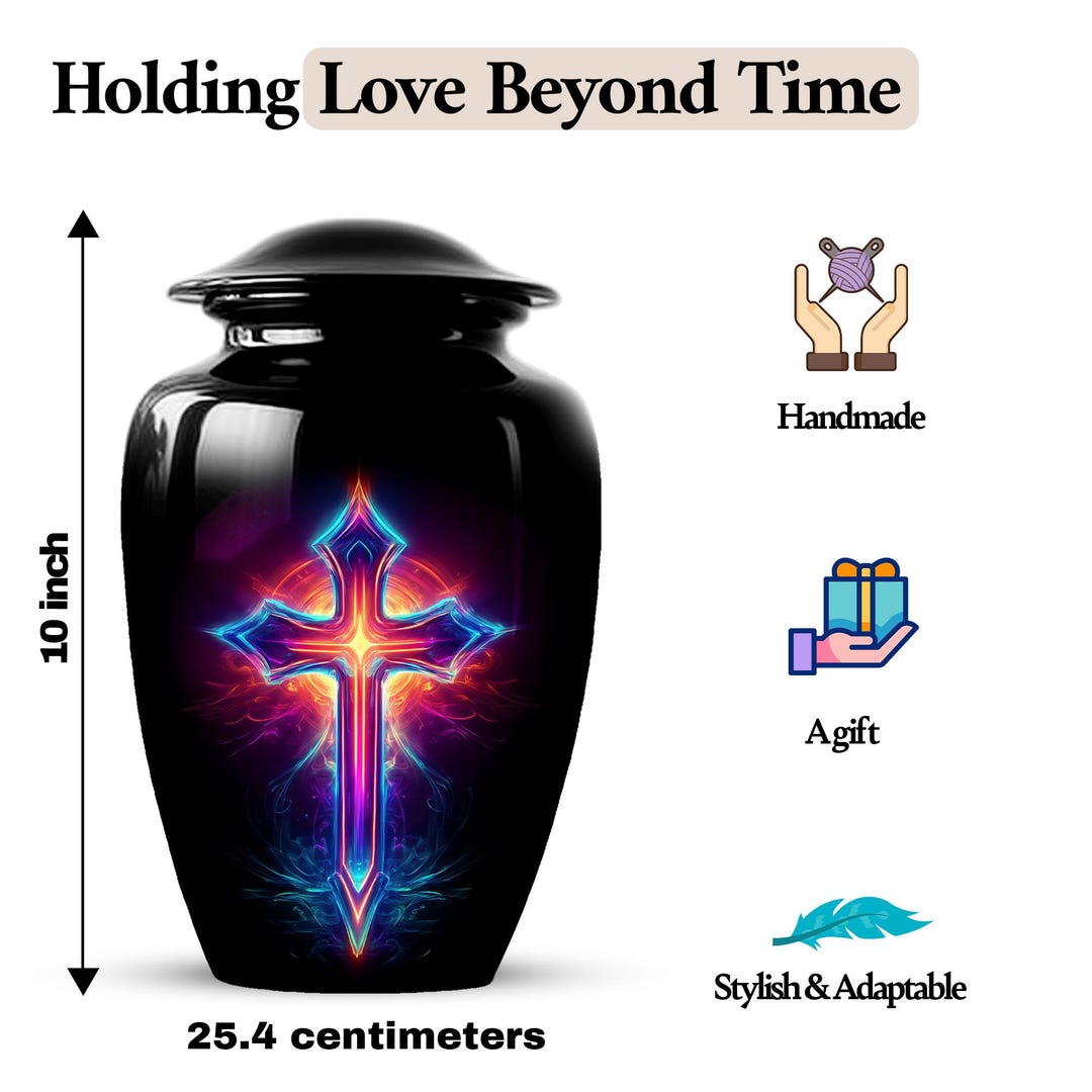 Custom Memorial Cremation Urn, Vibrant Cross Design, Keepsake Urn - Etsy