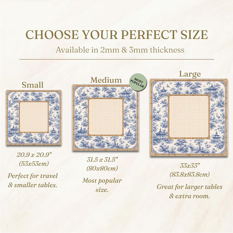 Blue Toile De Jouy Mahjong Mat| French Toile With Cannage Pattern Table ...