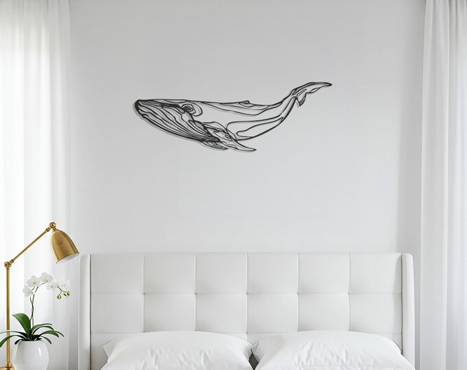 Majestic Whale Metal Wall Art, Blue Whale Wall Decor, Nautical Living ...