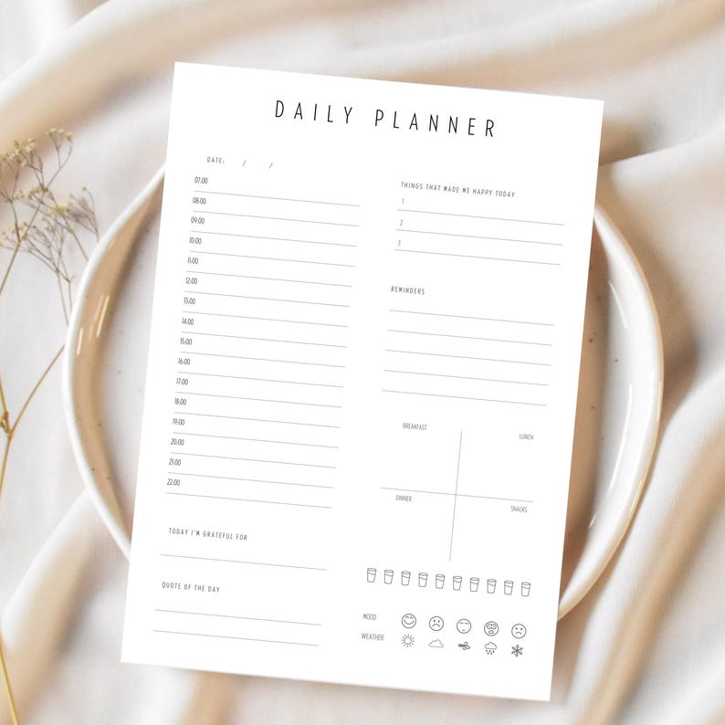 Minimal Daily Planner Printable – A4 & US Letter – Daily To-do List ...