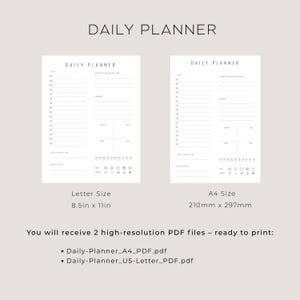 Minimal Daily Planner Printable – A4 & US Letter – Daily To-do List ...