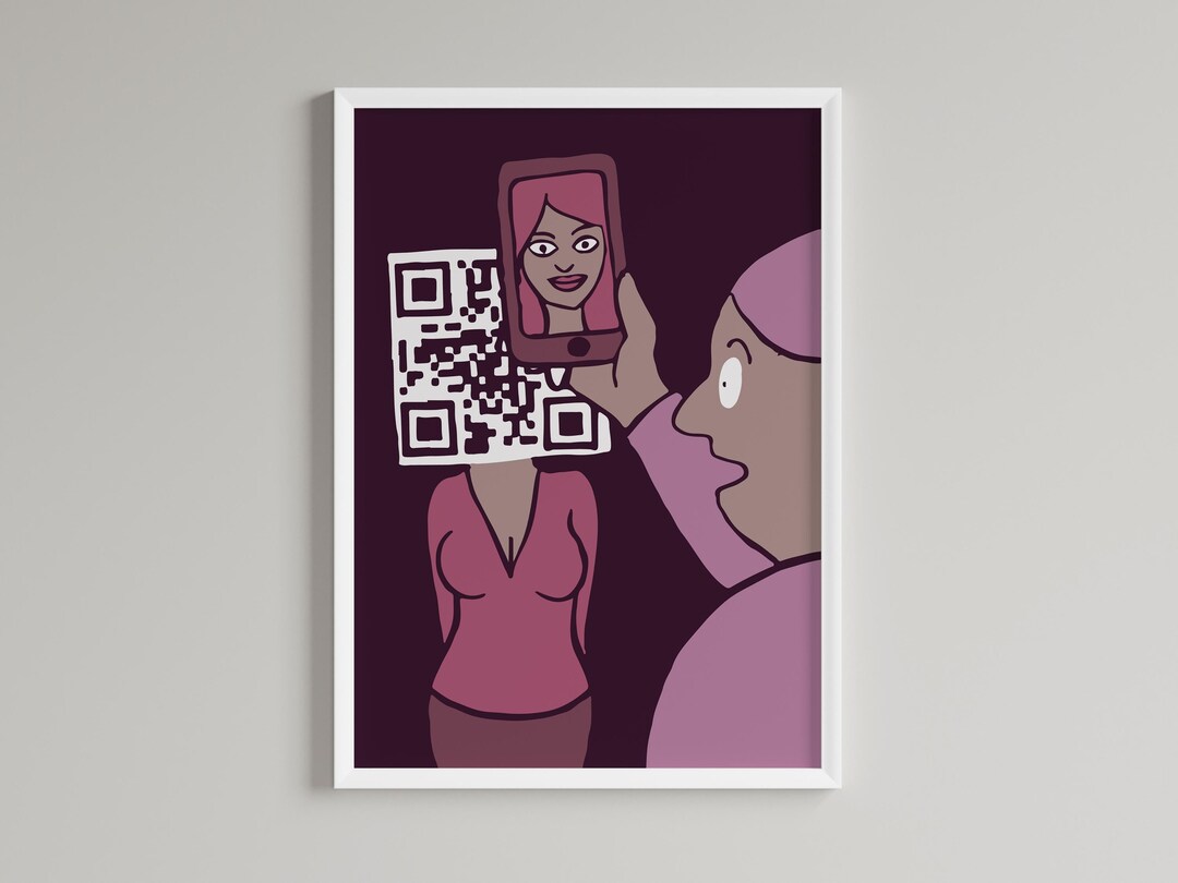 QR Code Portrait Illustration Inspired by Jean Jullien, Minimal Graphic ...