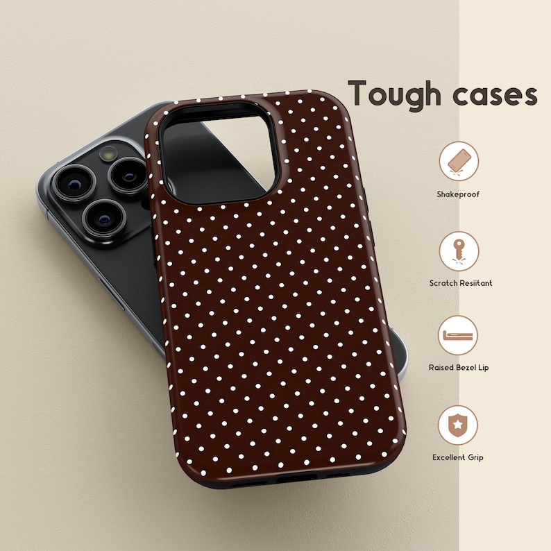 Brown Polka Dot Phone Case, Soft Girl Cute Design, Y2K Style, Fall ...
