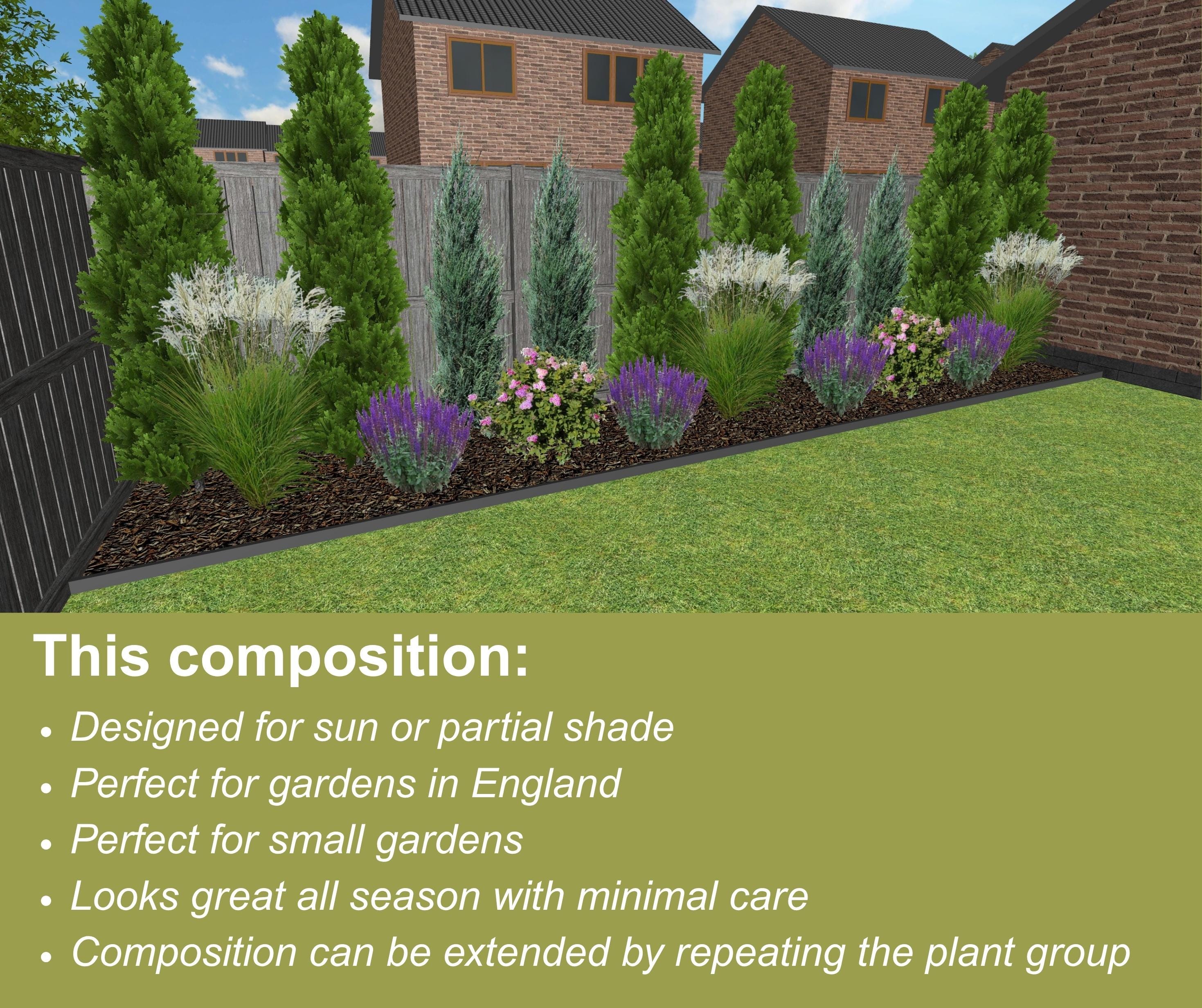 Small Garden Plan – Planting Design Idea – Ornamental Layout – Fence ...
