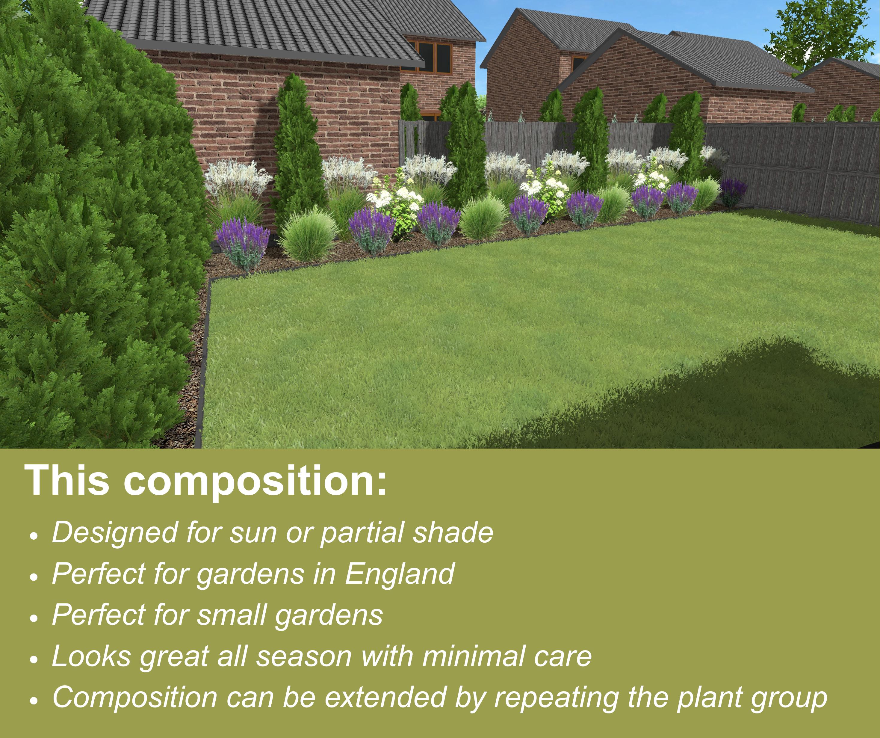 Small Garden Plan – Planting Design Idea – Ornamental Layout – Fence ...